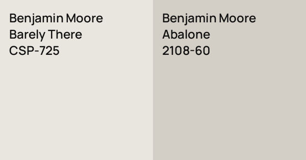 Benjamin Moore Barely There vs. Benjamin Moore Abalone comparison