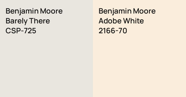 Benjamin Moore Barely There vs. Benjamin Moore Adobe White comparison