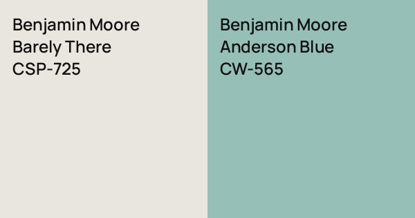 Benjamin Moore Barely There vs. Benjamin Moore Anderson Blue comparison