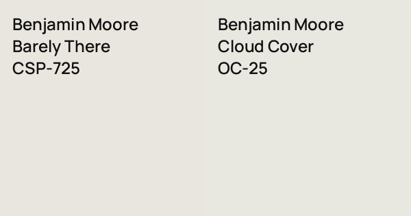 Benjamin Moore Barely There vs. Benjamin Moore Cloud Cover comparison