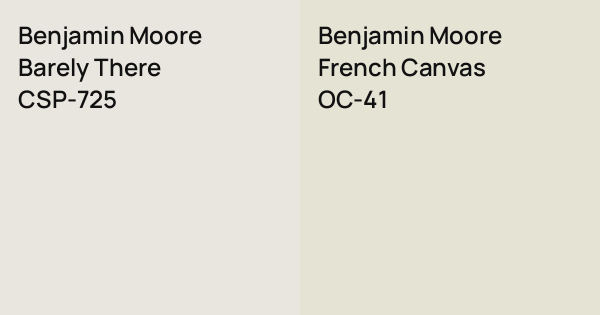Benjamin Moore Barely There vs. Benjamin Moore French Canvas comparison