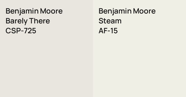 Benjamin Moore Barely There vs. Benjamin Moore Steam comparison