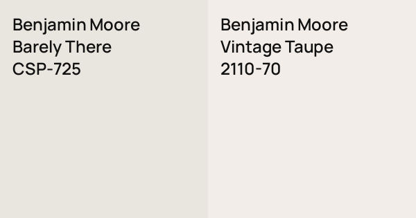 Benjamin Moore Barely There vs. Benjamin Moore Vintage Taupe comparison