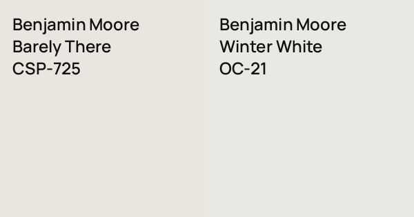 Benjamin Moore Barely There vs. Benjamin Moore Winter White comparison