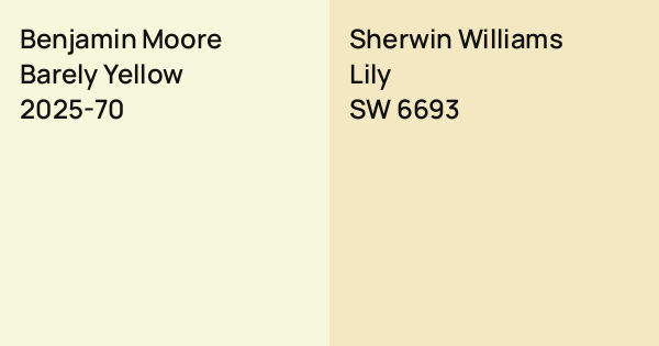 Benjamin Moore Barely Yellow vs. Sherwin Williams Lily comparison