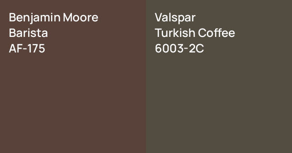 Benjamin Moore Barista vs. Valspar Turkish Coffee comparison