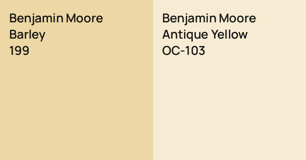 Benjamin Moore Barley vs. Benjamin Moore Antique Yellow comparison