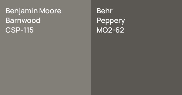 Benjamin Moore Barnwood vs. Behr Peppery comparison