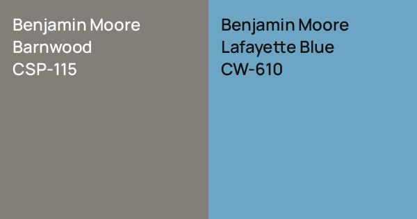 Benjamin Moore Barnwood vs. Benjamin Moore Lafayette Blue comparison