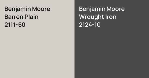 Benjamin Moore Barren Plain vs. Benjamin Moore Wrought Iron comparison