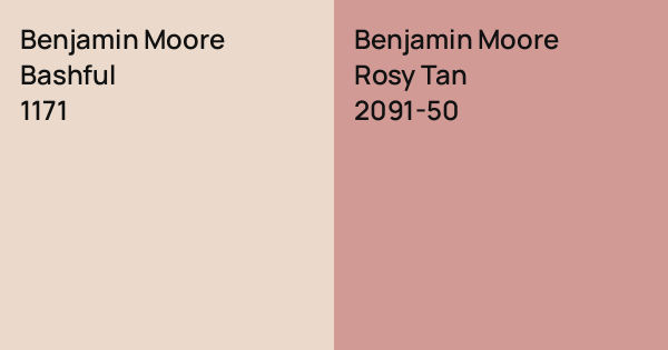 Benjamin Moore Bashful vs. Benjamin Moore Rosy Tan comparison