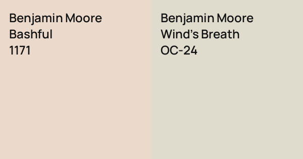 Benjamin Moore Bashful vs. Benjamin Moore Wind's Breath comparison