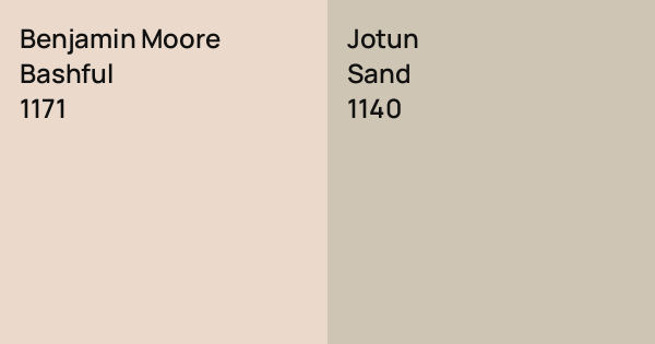Benjamin Moore Bashful vs. Jotun Sand comparison