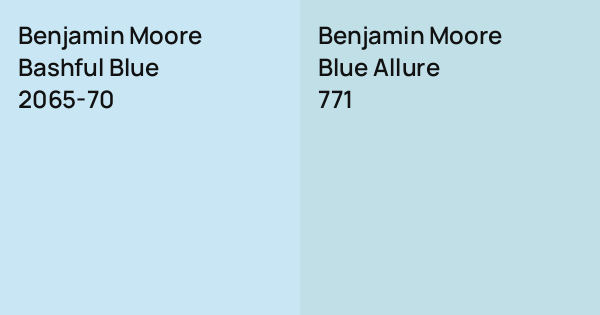 Benjamin Moore Bashful Blue vs. Benjamin Moore Blue Allure comparison