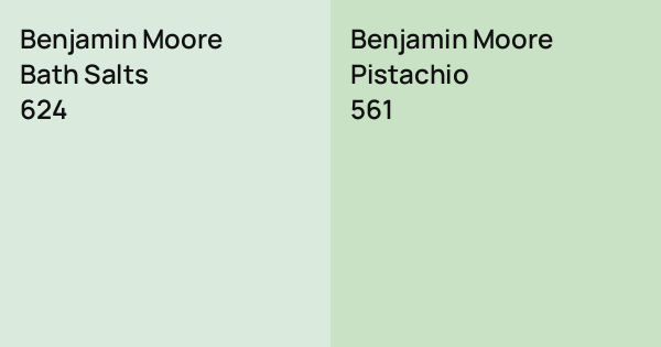 Benjamin Moore Bath Salts vs. Benjamin Moore Pistachio comparison