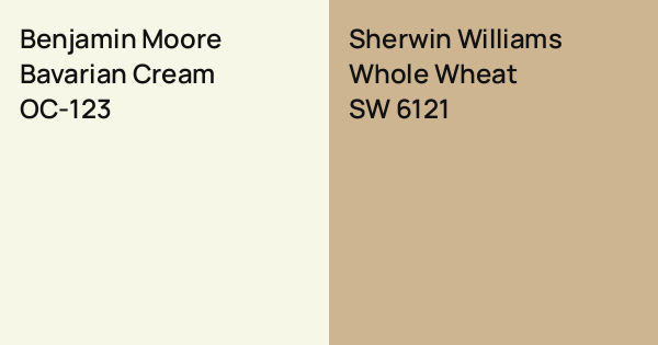 Benjamin Moore Bavarian Cream vs. Sherwin Williams Whole Wheat comparison