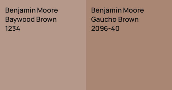 Benjamin Moore Baywood Brown vs. Benjamin Moore Gaucho Brown comparison