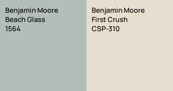 Benjamin Moore Beach Glass vs. Benjamin Moore First Crush comparison