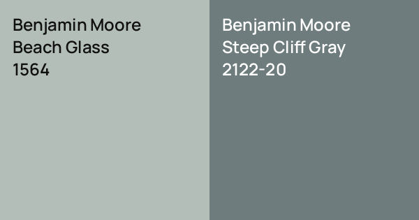 Benjamin Moore Beach Glass vs. Benjamin Moore Steep Cliff Gray comparison