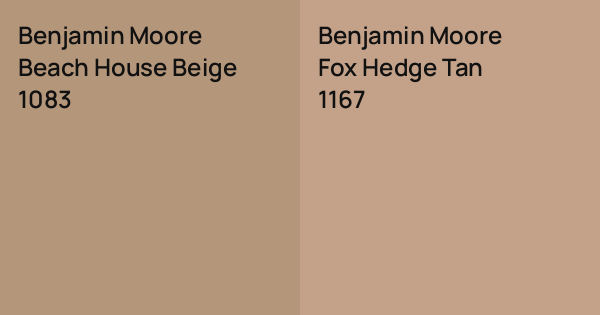 Benjamin Moore Beach House Beige vs. Benjamin Moore Fox Hedge Tan ...