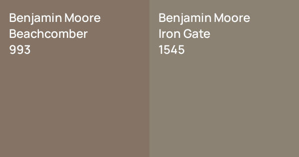 Benjamin Moore Beachcomber vs. Benjamin Moore Iron Gate comparison