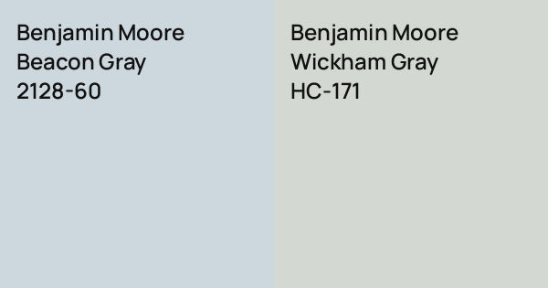 Benjamin Moore Beacon Gray vs. Benjamin Moore Wickham Gray comparison