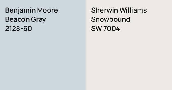 Benjamin Moore Beacon Gray vs. Sherwin Williams Snowbound comparison