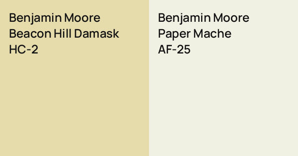 Benjamin Moore Beacon Hill Damask vs. Benjamin Moore Paper Mache comparison