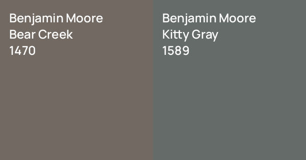 Benjamin Moore Bear Creek vs. Benjamin Moore Kitty Gray comparison