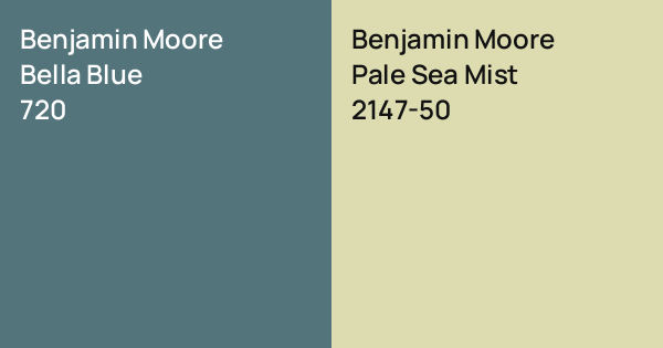 Benjamin Moore Bella Blue vs. Benjamin Moore Pale Sea Mist comparison