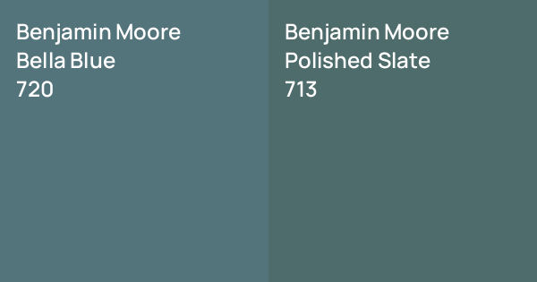 Benjamin Moore Bella Blue vs. Benjamin Moore Polished Slate comparison