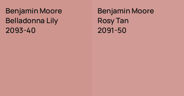 Benjamin Moore Belladonna Lily vs. Benjamin Moore Rosy Tan comparison