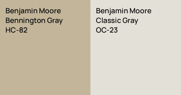 Benjamin Moore Bennington Gray vs. Benjamin Moore Classic Gray comparison