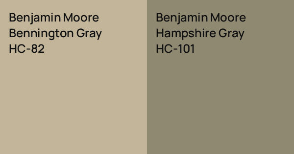 Benjamin Moore Bennington Gray vs. Benjamin Moore Hampshire Gray comparison