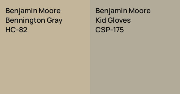 Benjamin Moore Bennington Gray vs. Benjamin Moore Kid Gloves comparison