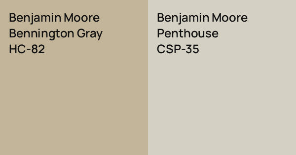 Benjamin Moore Bennington Gray vs. Benjamin Moore Penthouse comparison