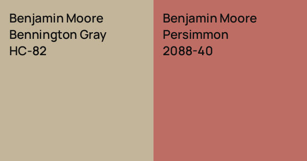 Benjamin Moore Bennington Gray vs. Benjamin Moore Persimmon comparison