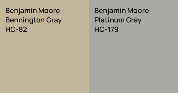 Benjamin Moore Bennington Gray vs. Benjamin Moore Platinum Gray comparison
