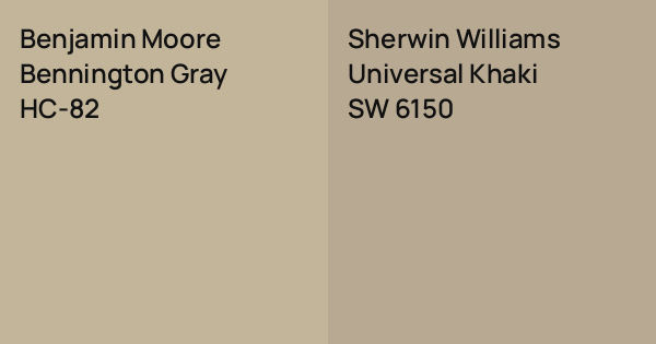 Benjamin Moore Bennington Gray vs. Sherwin Williams Universal Khaki ...