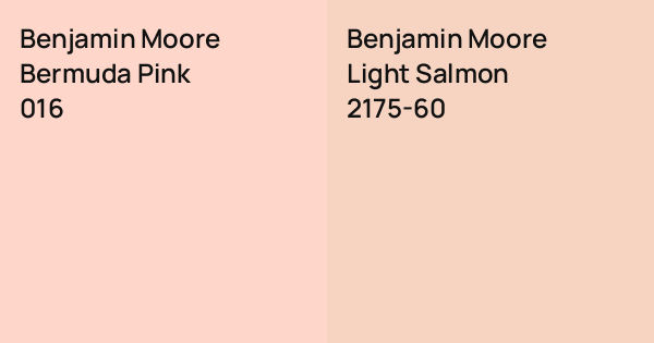 Benjamin Moore Bermuda Pink vs. Benjamin Moore Light Salmon comparison