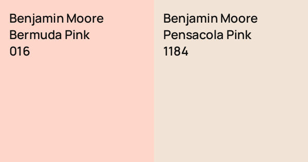 Benjamin Moore Bermuda Pink vs. Benjamin Moore Pensacola Pink comparison
