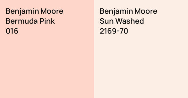 Benjamin Moore Bermuda Pink vs. Benjamin Moore Sun Washed comparison