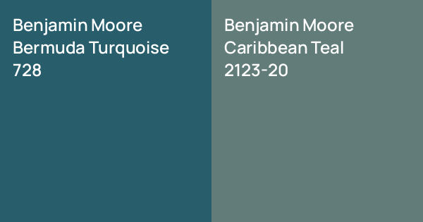 Benjamin Moore Bermuda Turquoise vs. Benjamin Moore Caribbean Teal ...