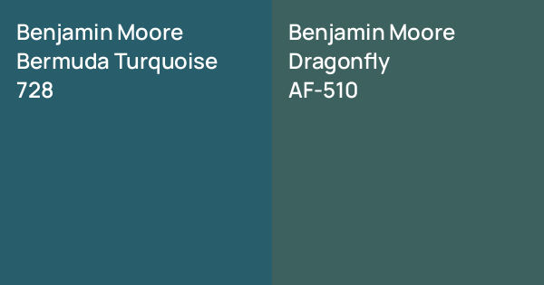 Benjamin Moore Bermuda Turquoise vs. Benjamin Moore Dragonfly comparison
