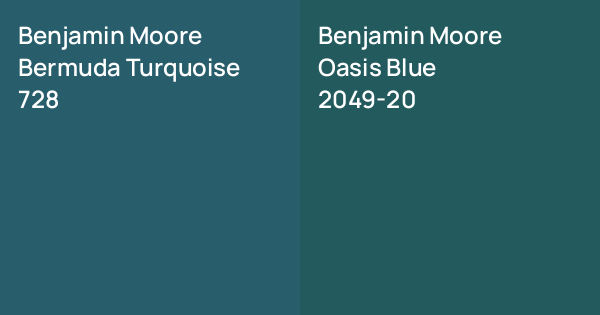 Benjamin Moore Bermuda Turquoise vs. Benjamin Moore Oasis Blue comparison