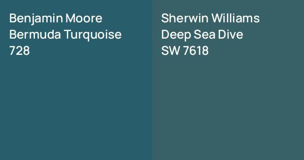 Benjamin Moore Bermuda Turquoise vs. Sherwin Williams Deep Sea Dive ...