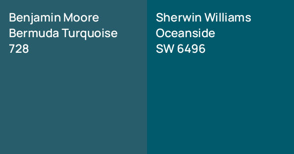 Benjamin Moore Bermuda Turquoise vs. Sherwin Williams Oceanside comparison