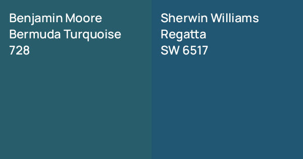 Benjamin Moore Bermuda Turquoise vs. Sherwin Williams Regatta comparison