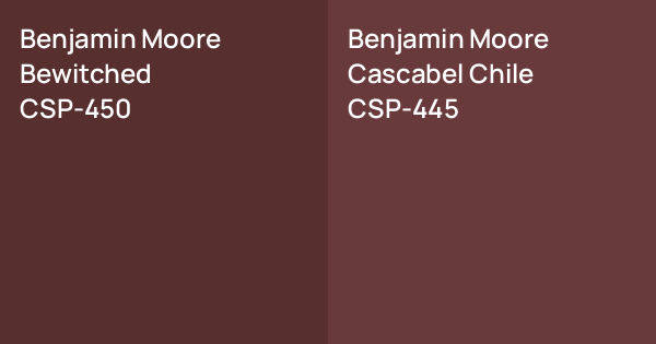 Benjamin Moore Bewitched vs. Benjamin Moore Cascabel Chile comparison