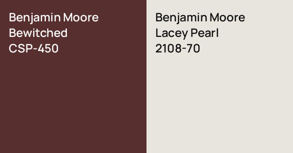 Benjamin Moore Bewitched vs. Benjamin Moore Lacey Pearl comparison